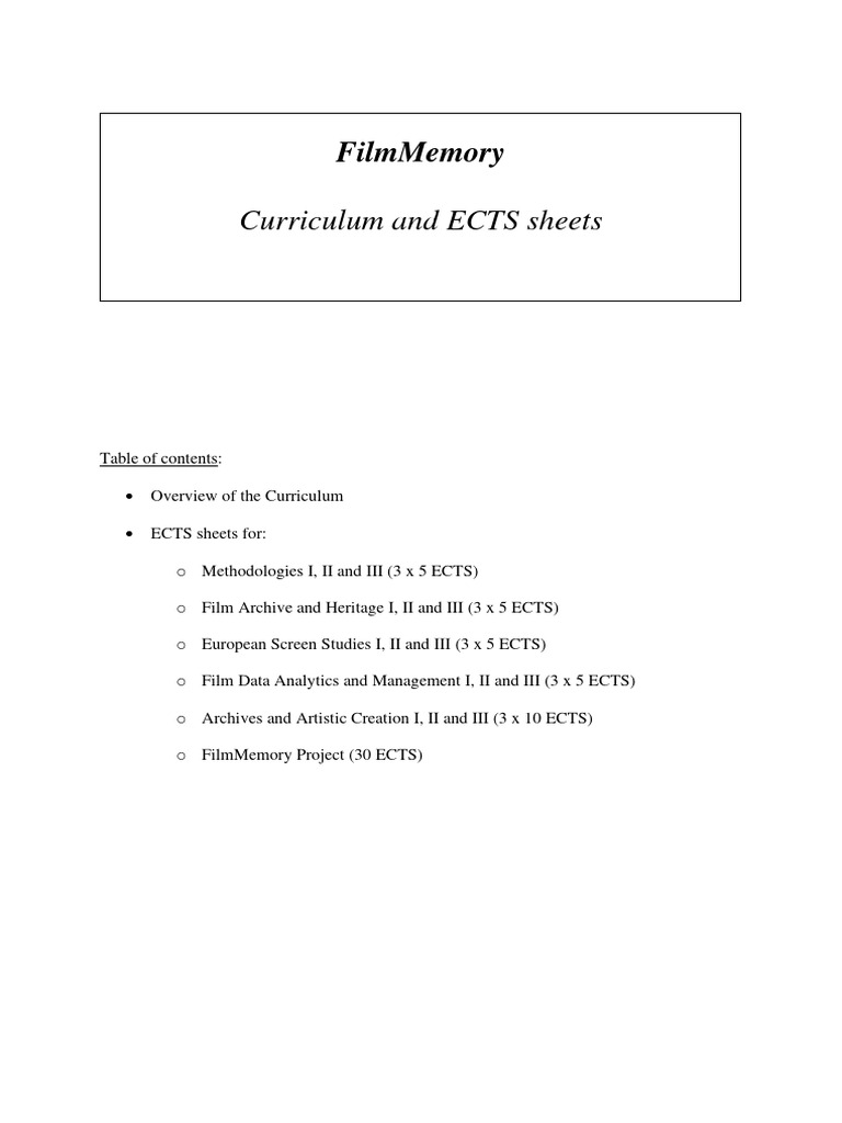 65469244dc88618562c6308f - FilmMemory Draft Curriculum and ECTS Sheets ...