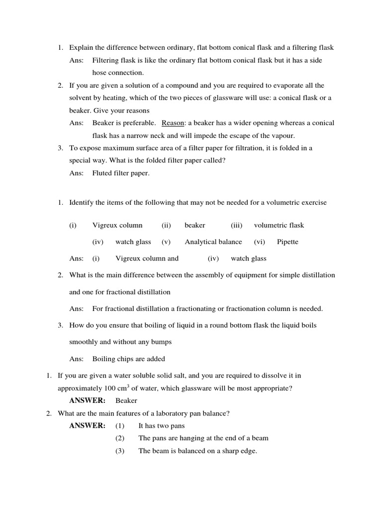 Laboratory Glassware Guide and Uses | PDF | Distillation | Analytical ...