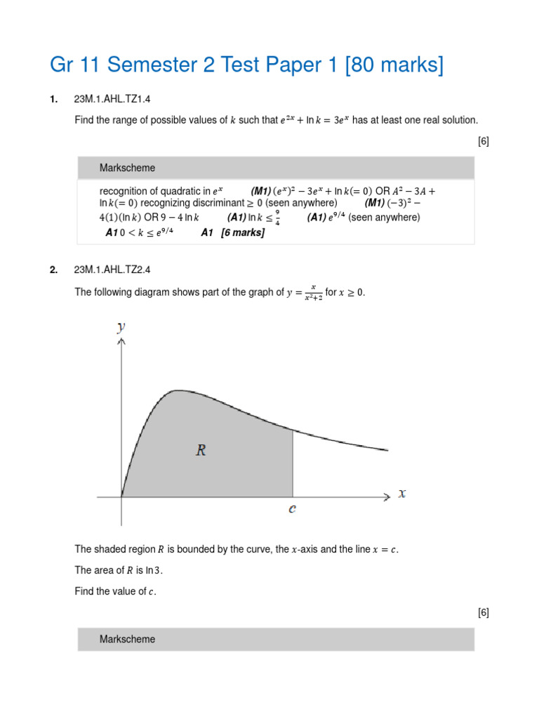 GR 11 Semester 2 Test Paper 1 MS | PDF | Function (Mathematics ...