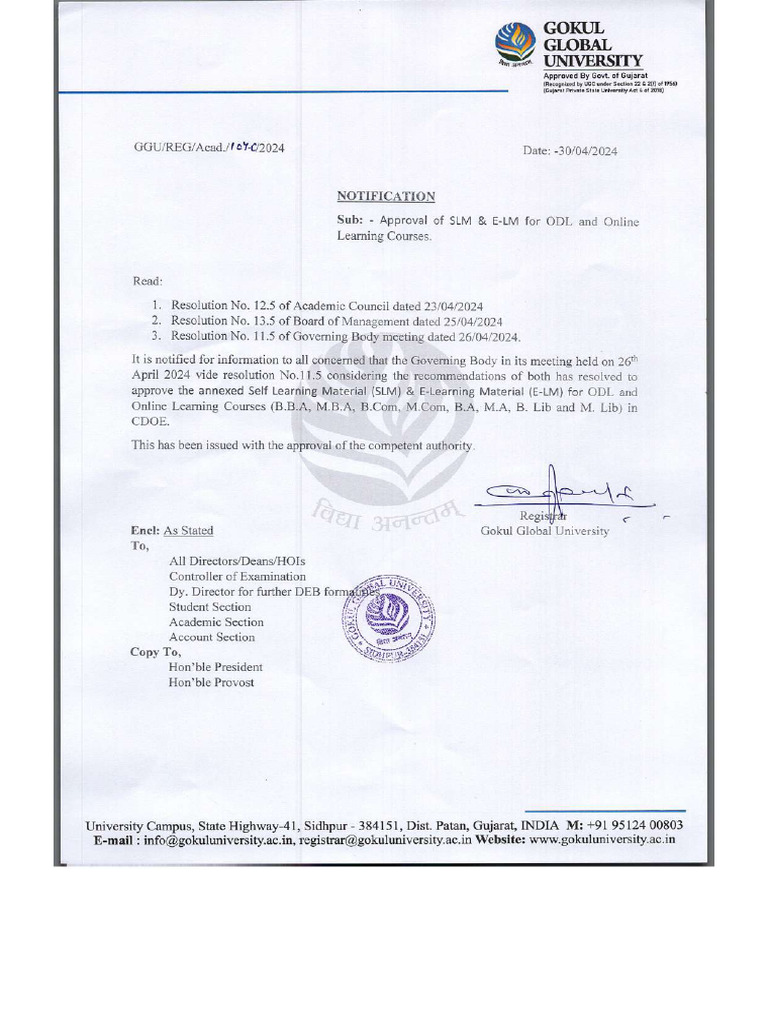 Statutory Approval For SLM & ELM | PDF