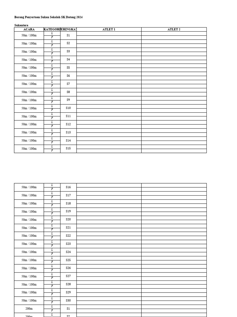 Borang Penyertaan Sukan SKD 2024 | PDF