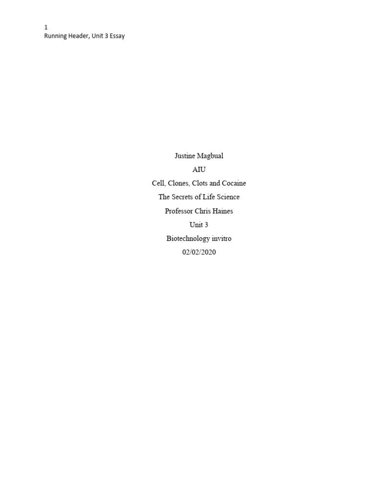 Magbual Justine Aiu Life Sci Unit 3 Essay | PDF | In Vitro ...