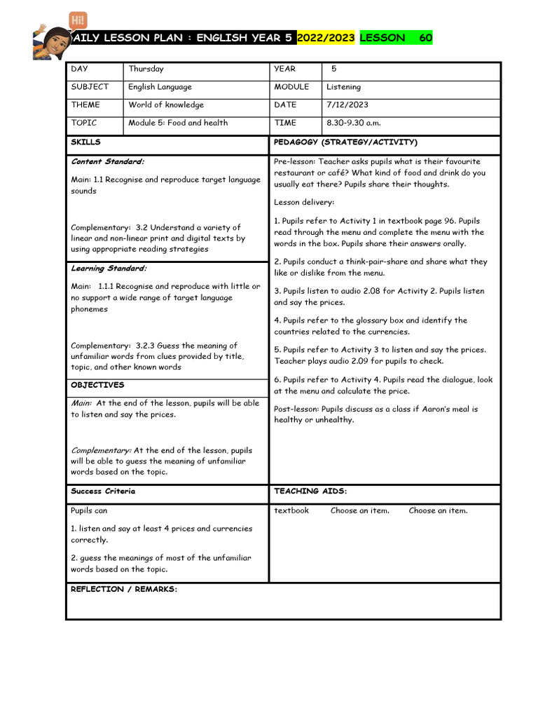 lesson 60 | PDF | Menu | Pedagogy