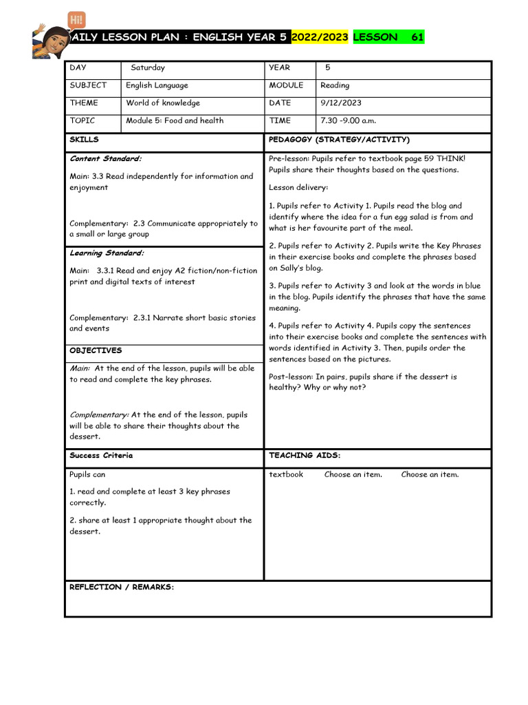 Lesson 61 | PDF | Books | Lesson Plan