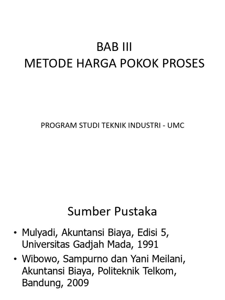 BAB 3 Metode Harga Pokok Proses | PDF