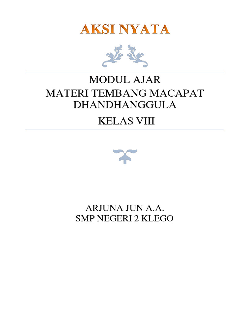 Modul Tembang Macapat Dhandhanggula Kelas VIII | PDF