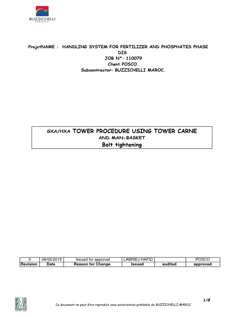 Bolt Tightening Procedure for GXA/HXA Tower | PDF | Safety