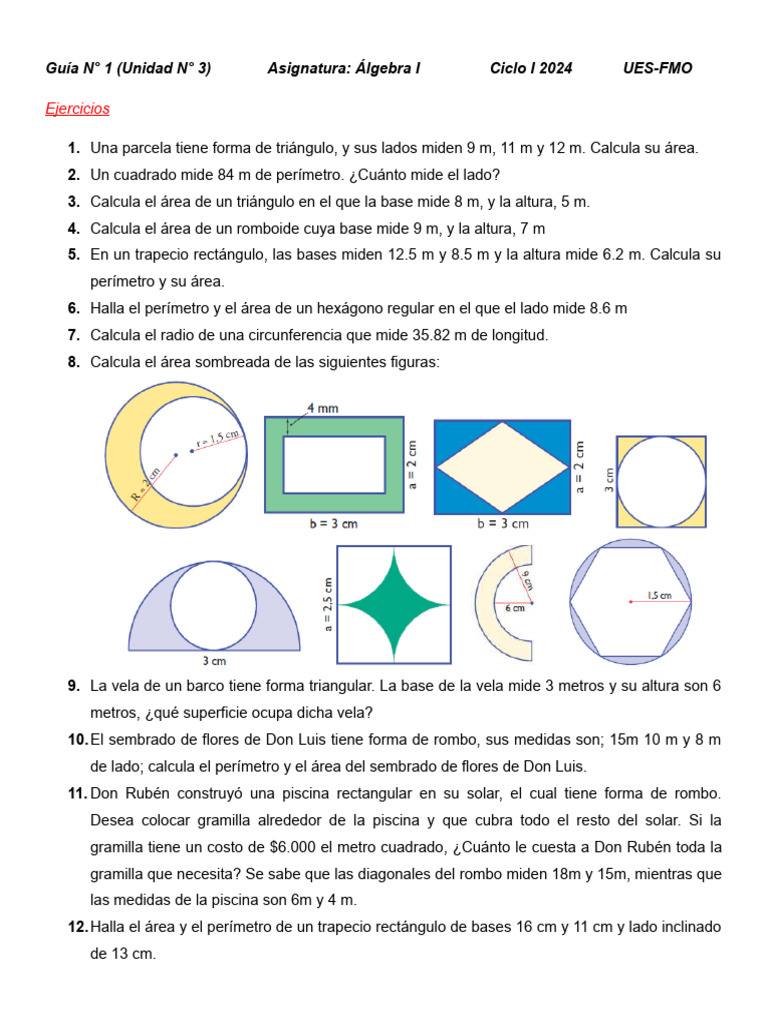 Guía de Ejercicios #1 (Unidad #3) | PDF | Volumen | Rectángulo