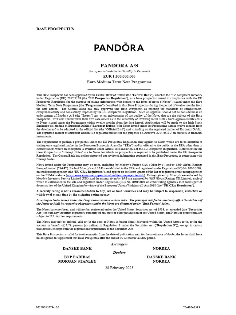 Pandora Group Financial Report | PDF | Securities Act Of 1933 ...