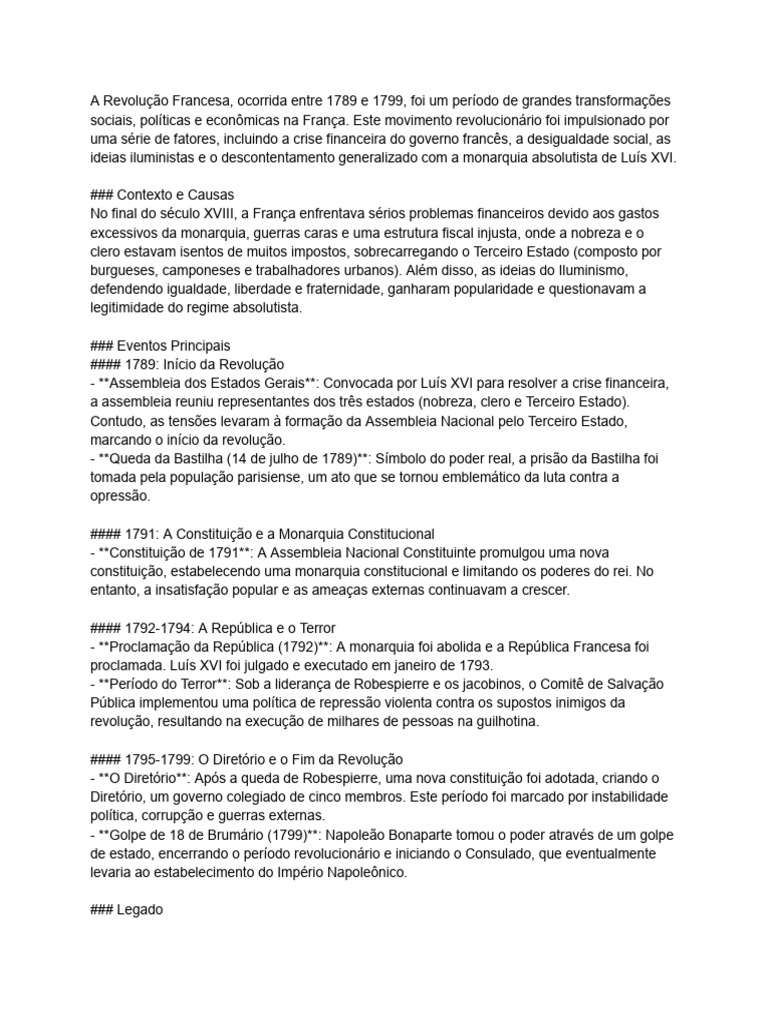 Documento Da Rev Francesa | PDF | Revolução Francesa | Ciência Política