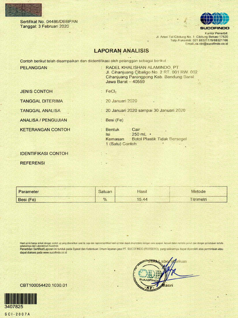 I. Hasil Uji Lab Pemanfaatan Limbah B3 | PDF