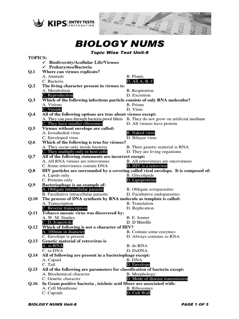 Unit-8 (Viruses+Prokaryotes) Final | PDF | Virus | Bacteria