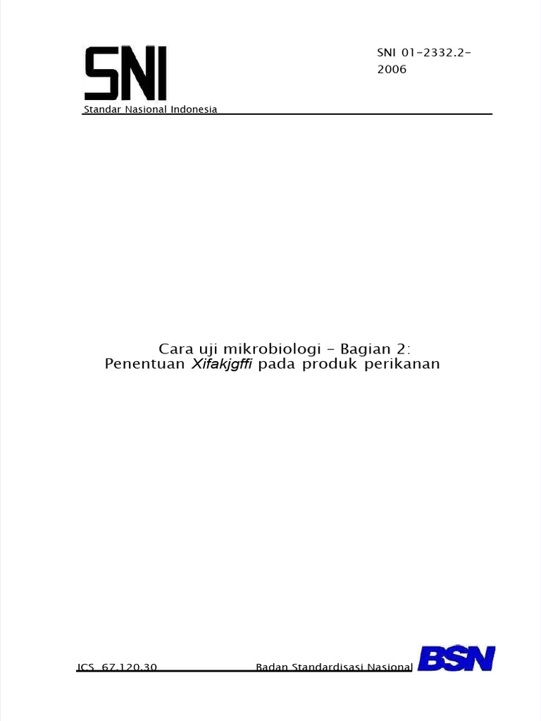 Sni 01 2332-2-2006 Uji Mikrobiologi Salmonella | PDF