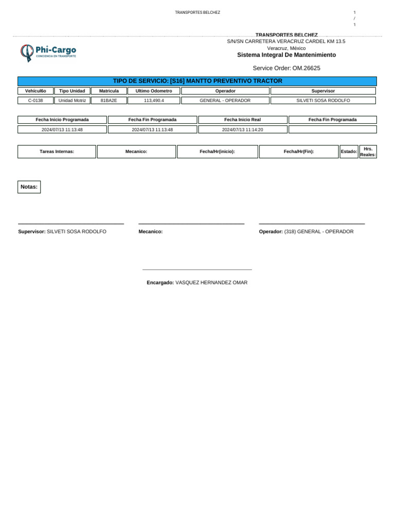 Orden de Servicio (Detalle) | PDF