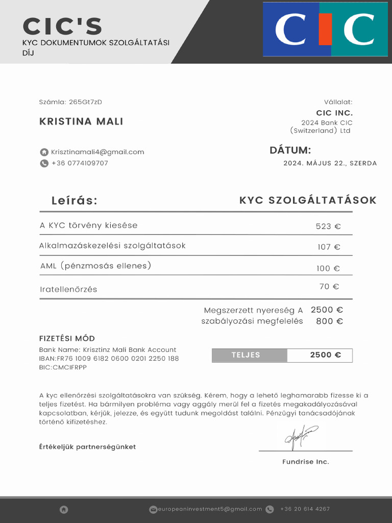 CIC Kyc Service - 20240522 - 061637 - 0000 | PDF