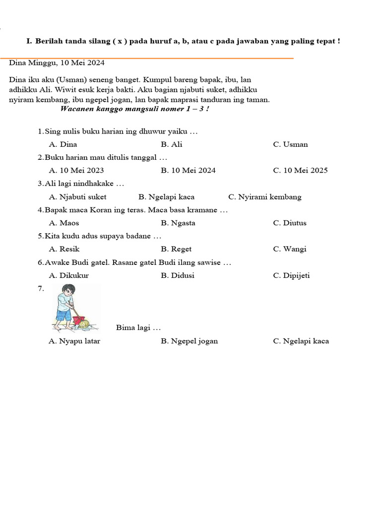 Soal Aat Bahasa Jawa Kelas 2 Genap - 2024 | PDF