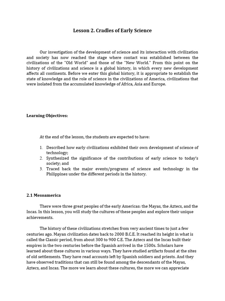 Lesson 2 STS | PDF | Maya Civilization