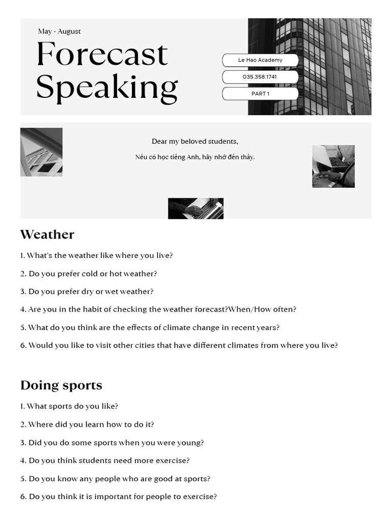 Forecast Speaking Q.3 5-8 | PDF