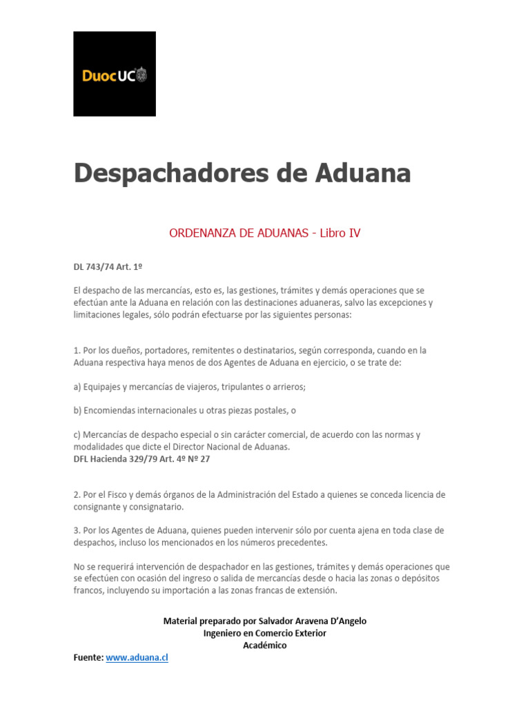 Despachadores de Aduana (1) | PDF | aduana | El comercio internacional