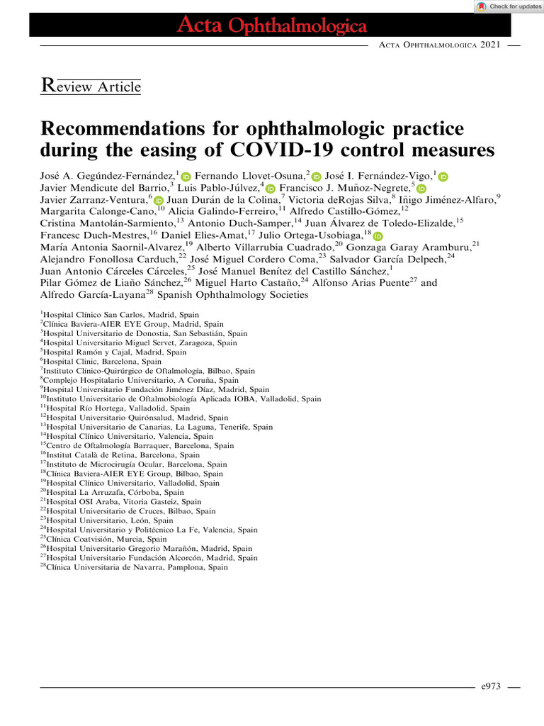 Acta Ophthalmologica - 2021 - Gegúndez‐Fernández - Recommendations for ophthalmologic practice ...