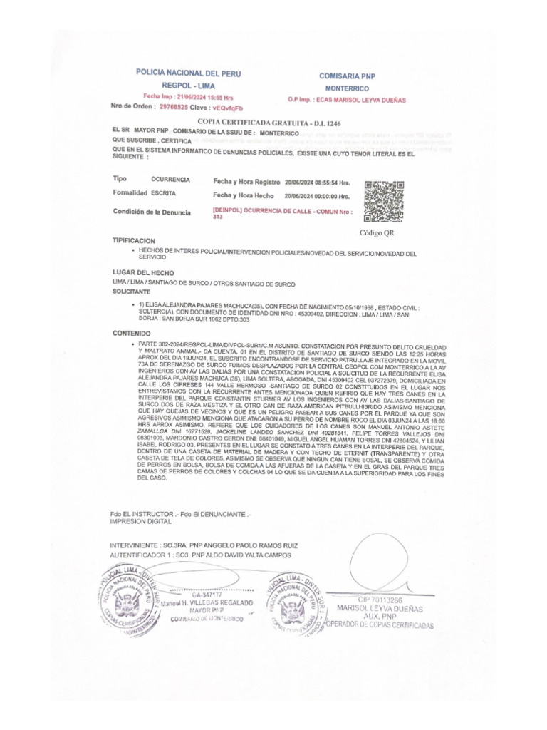 Policia Nacional Del Peru | PDF