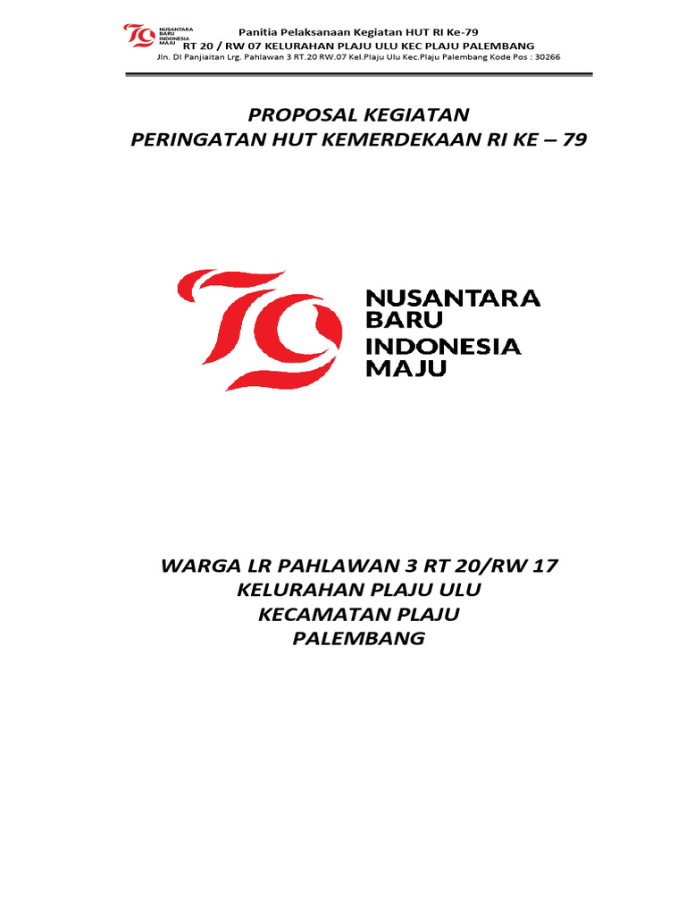 Proposal HUT RI RT 20 | PDF