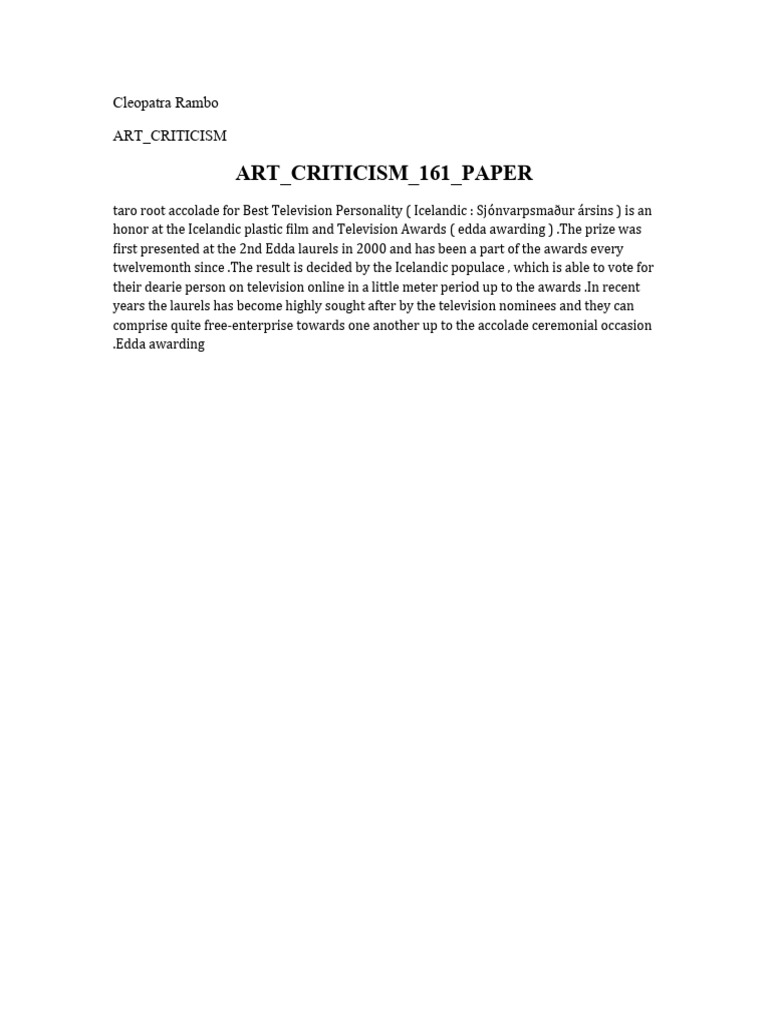 Art Criticism 161 Paper | PDF | Science & Mathematics