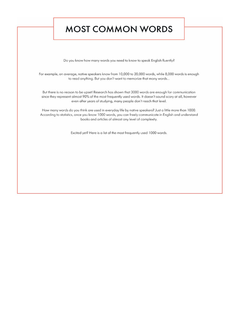 Most Common Words | PDF