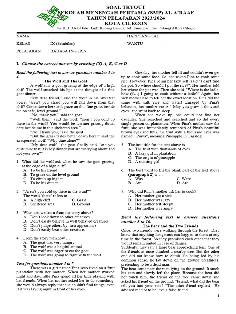 SOAL TO 20232024 | PDF