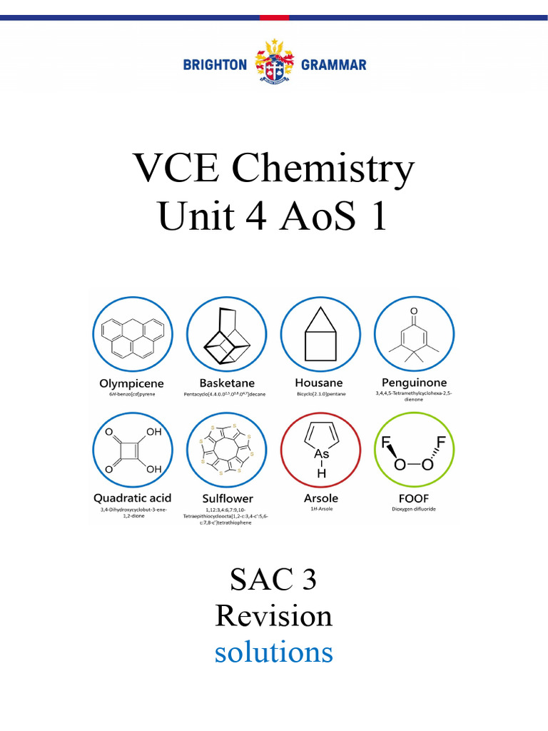 VCE Chemistry Unit 4 AoS 1 Revision | PDF | Chlorine | Ester