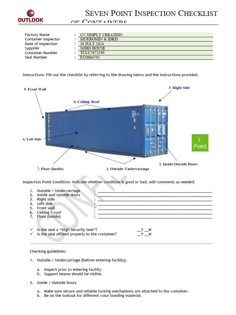 7 Point Container Checking System | PDF | Building Engineering