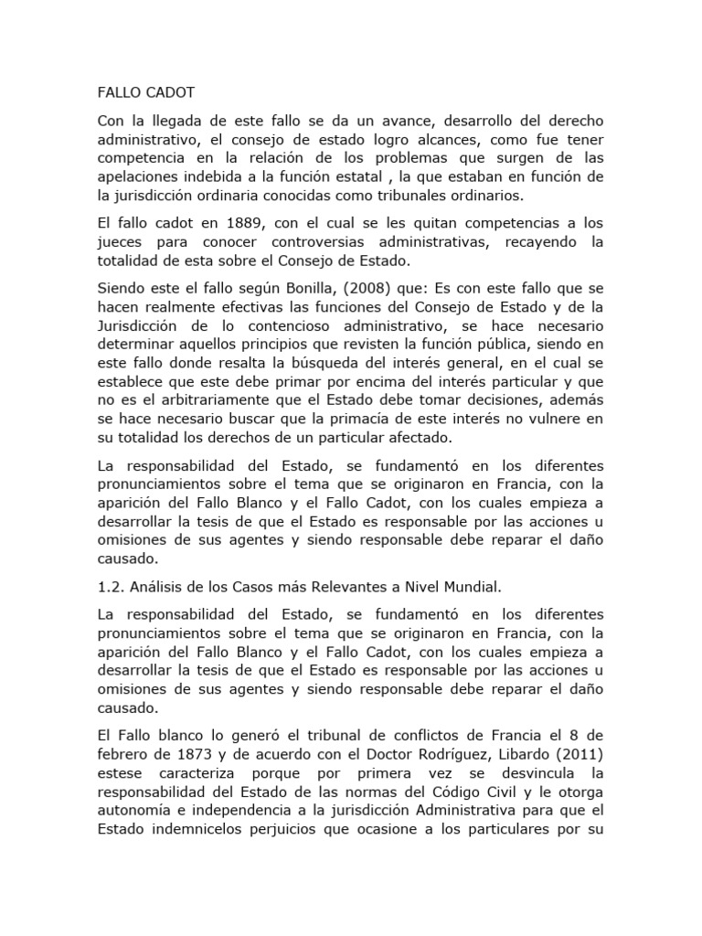 Impacto del Fallo Cadot en Derecho Administrativo | PDF | Separación de ...