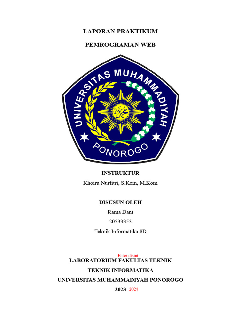 Laporan Praktikum Pemrograman Web | PDF