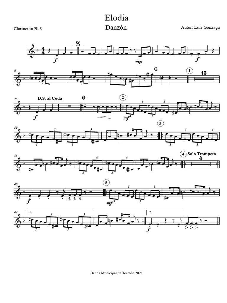 6 Danzón ELODIA - BMT2021 - Clarinet in BB 3 | PDF