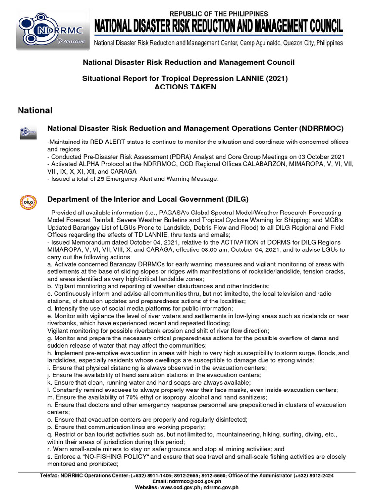 Tropical Depression LANNIE Response Report | PDF | Emergency Evacuation ...