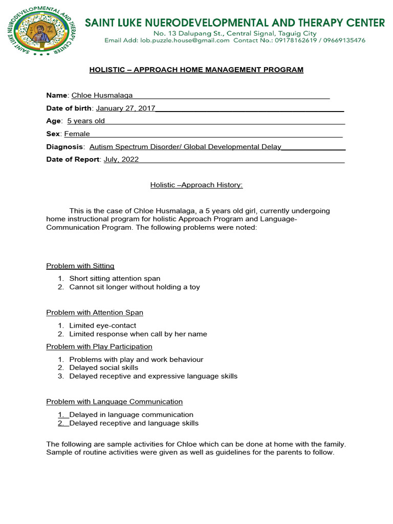 HOME-MANAGEMENT-PROGRAM Chloe | PDF | Attention | Communication