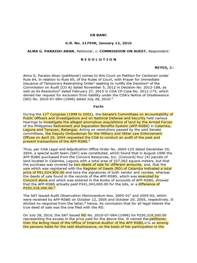 Aban vs. COA | PDF | Internal Control | Audit