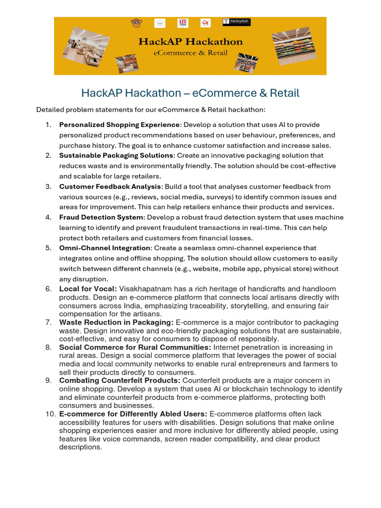 Hackap Hackathon Ecommerce Problem Statements | PDF | E Commerce | Retail