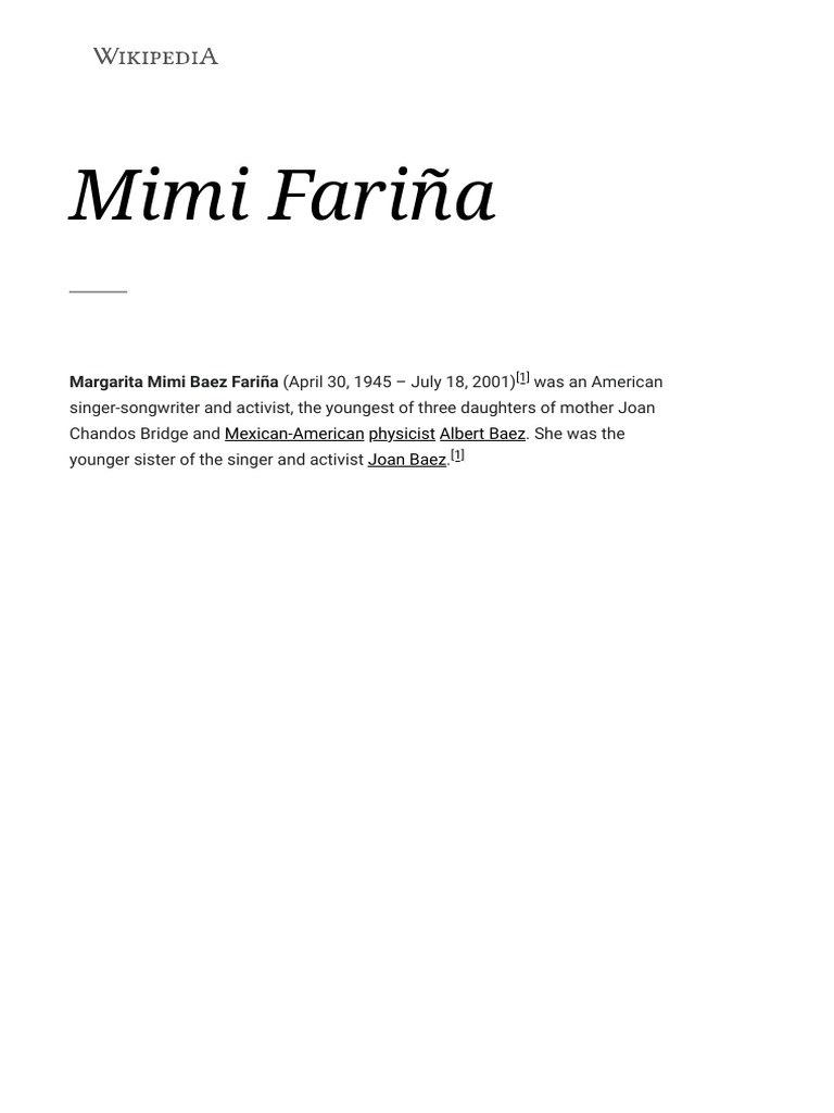 Mimi Fariña - Wikipedia | PDF