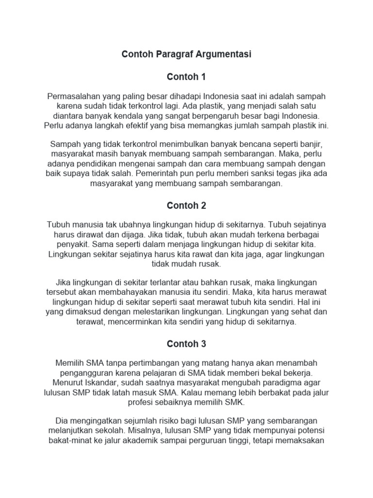 Contoh Paragraf Argumen | PDF | Ilmu Sosial | Kesehatan Holistik