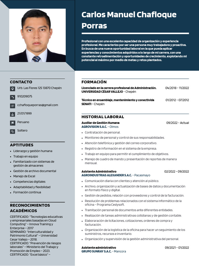 Chafloque Porras Carlos Manuel | PDF | Logística | Business