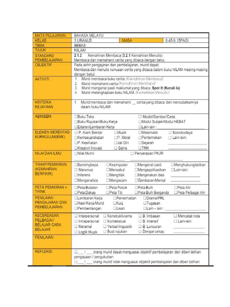 RPH Nilam 30 Minit | PDF