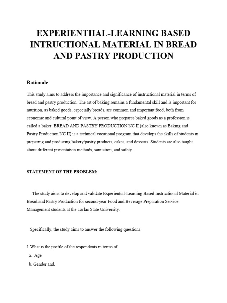 Bread and Pastry Thesis 2 | PDF | Baking | Flour