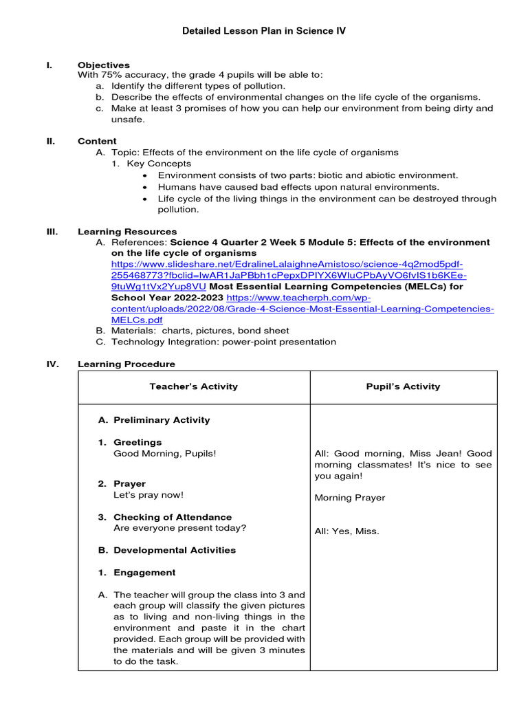 5e's Detailed LP in Science For Print | PDF | Natural Environment ...