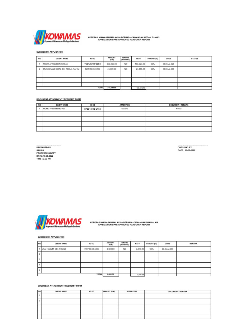 Form Handover | PDF