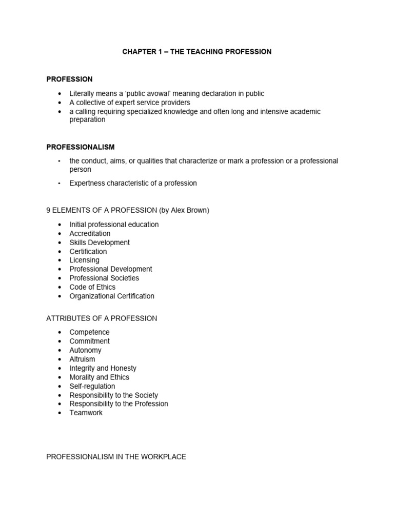 CHAPTER-1-The-Teaching-Profession | PDF | Profession | Schools