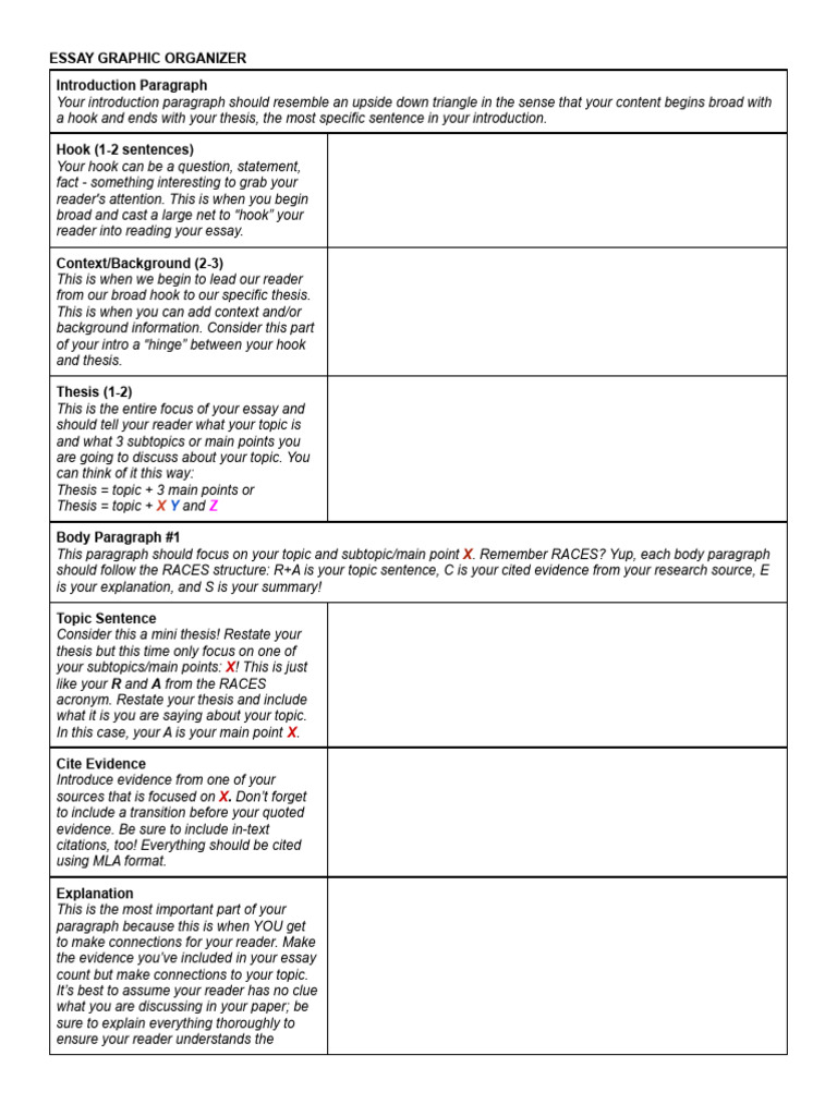 Essay Graphic Organizer | PDF | Essays | Thesis