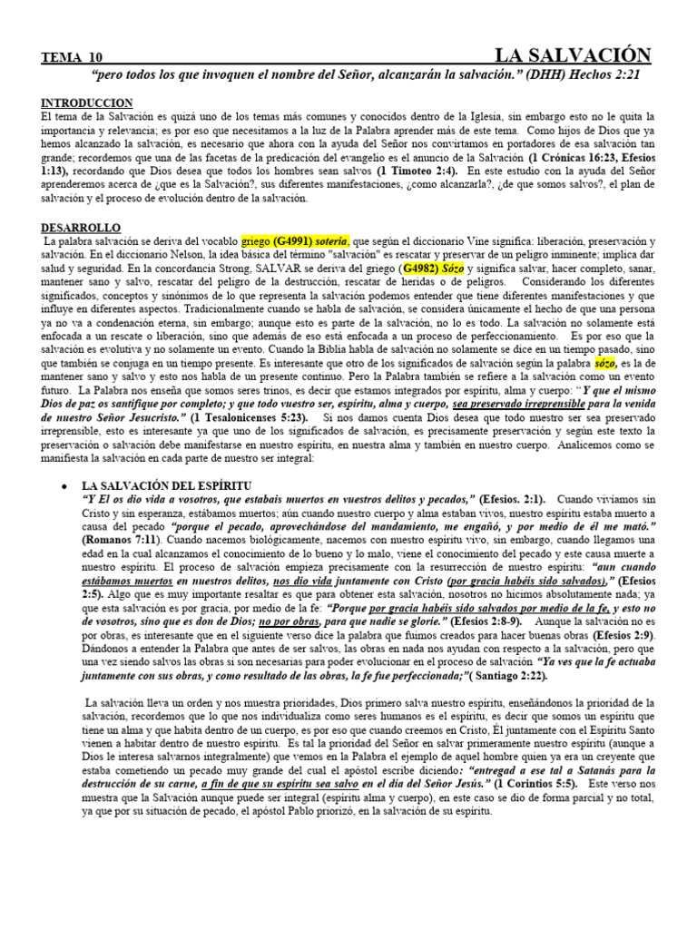 TEMA 10 La Salvación | PDF | Salvación | Cristo (título)