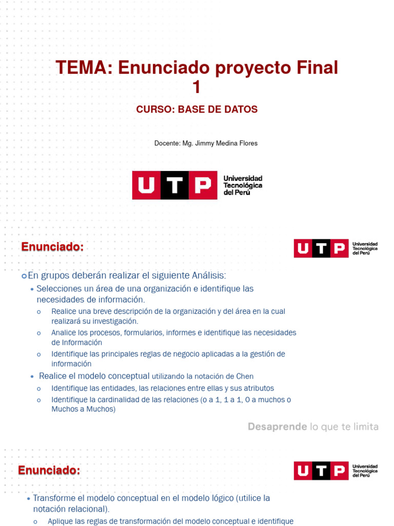Base de Datos Proyecto Final 1 - NEQVJD | PDF | Bases de datos | SQL