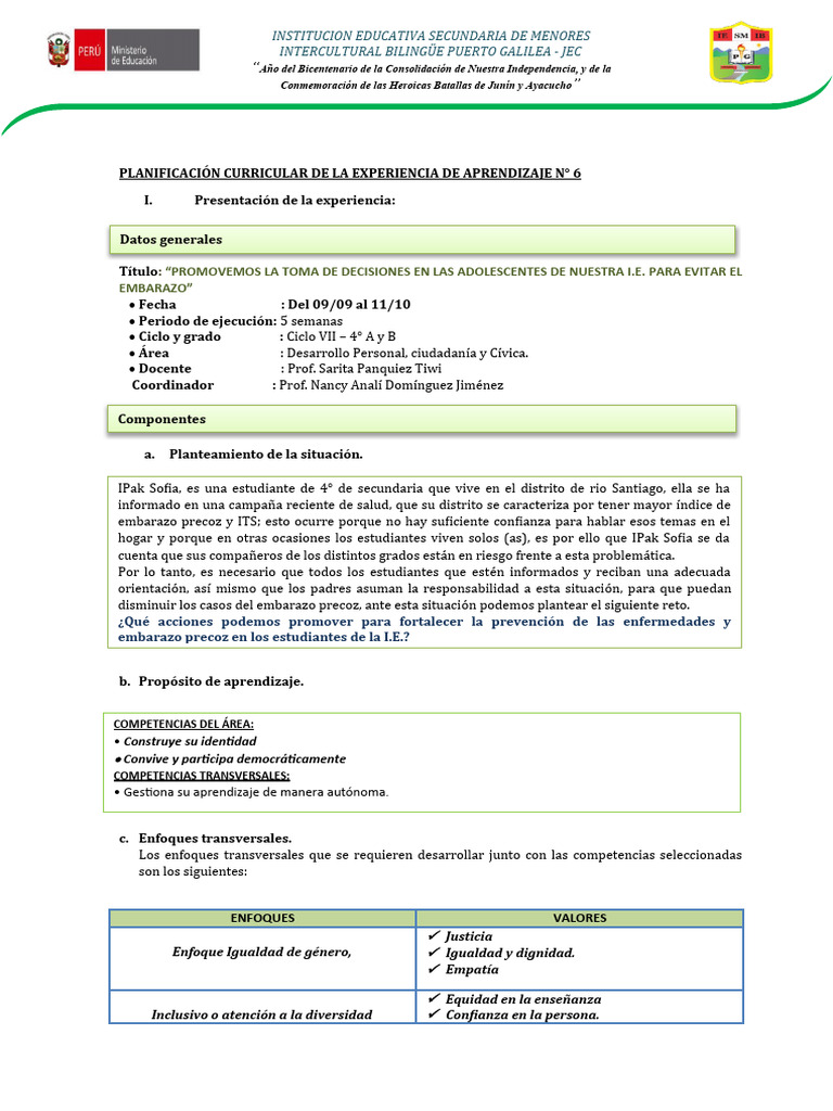Matriz de Experiencia DPCC 4° | PDF | Aprendizaje | Multilingüismo